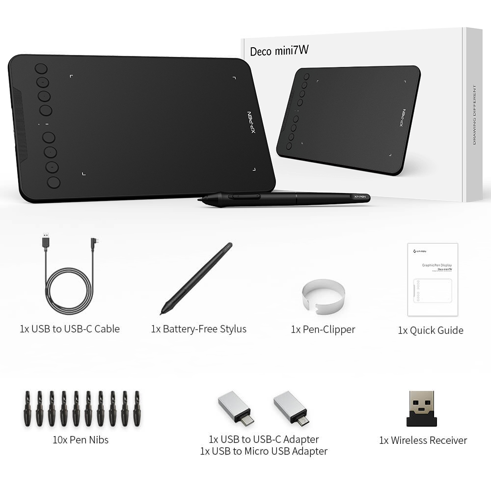 Deco mini 7w Wireless drawing tablet for illustrators | XP-Pen UK ...